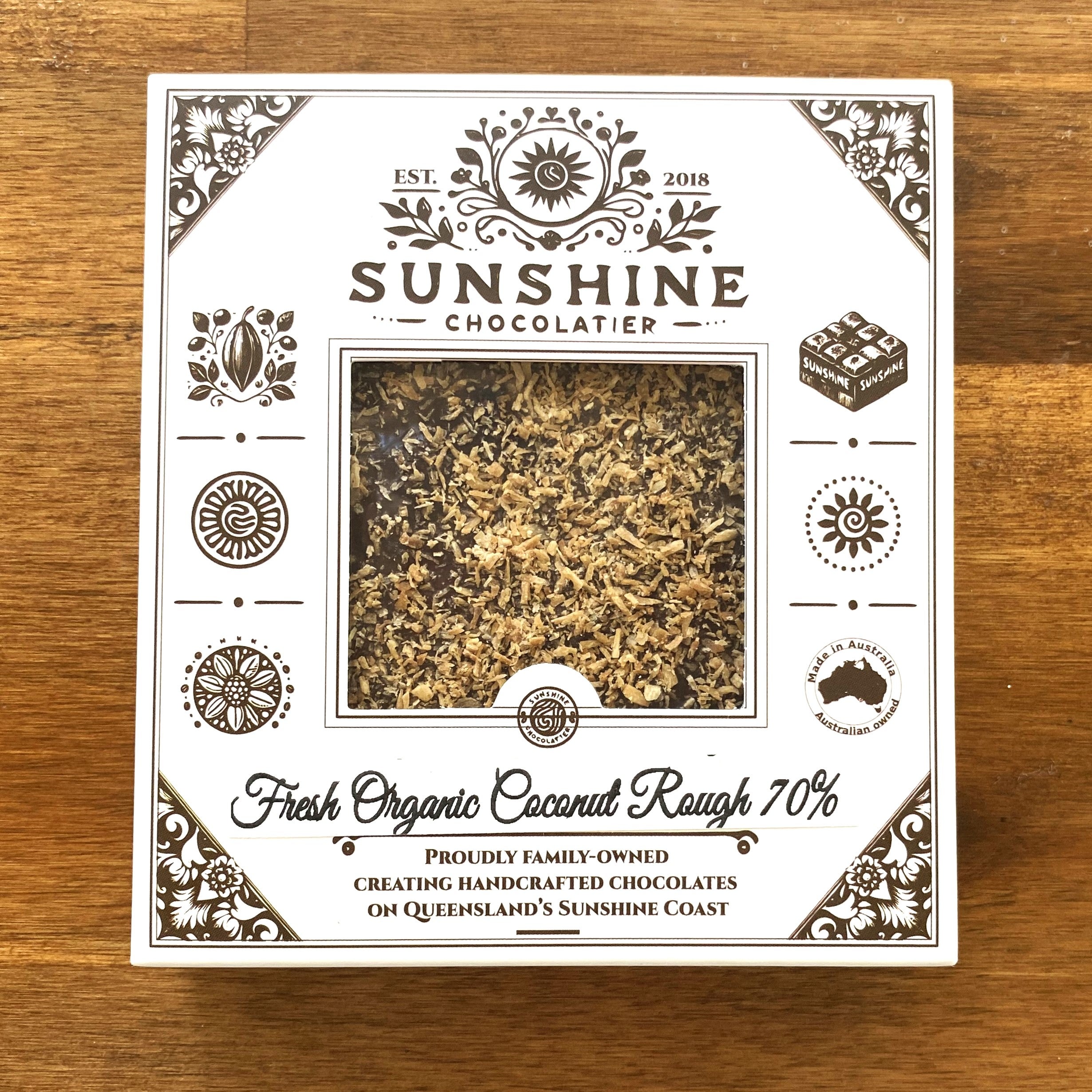Fresh Organic Coconut Rough - Dark | Sunshine Chocolatier